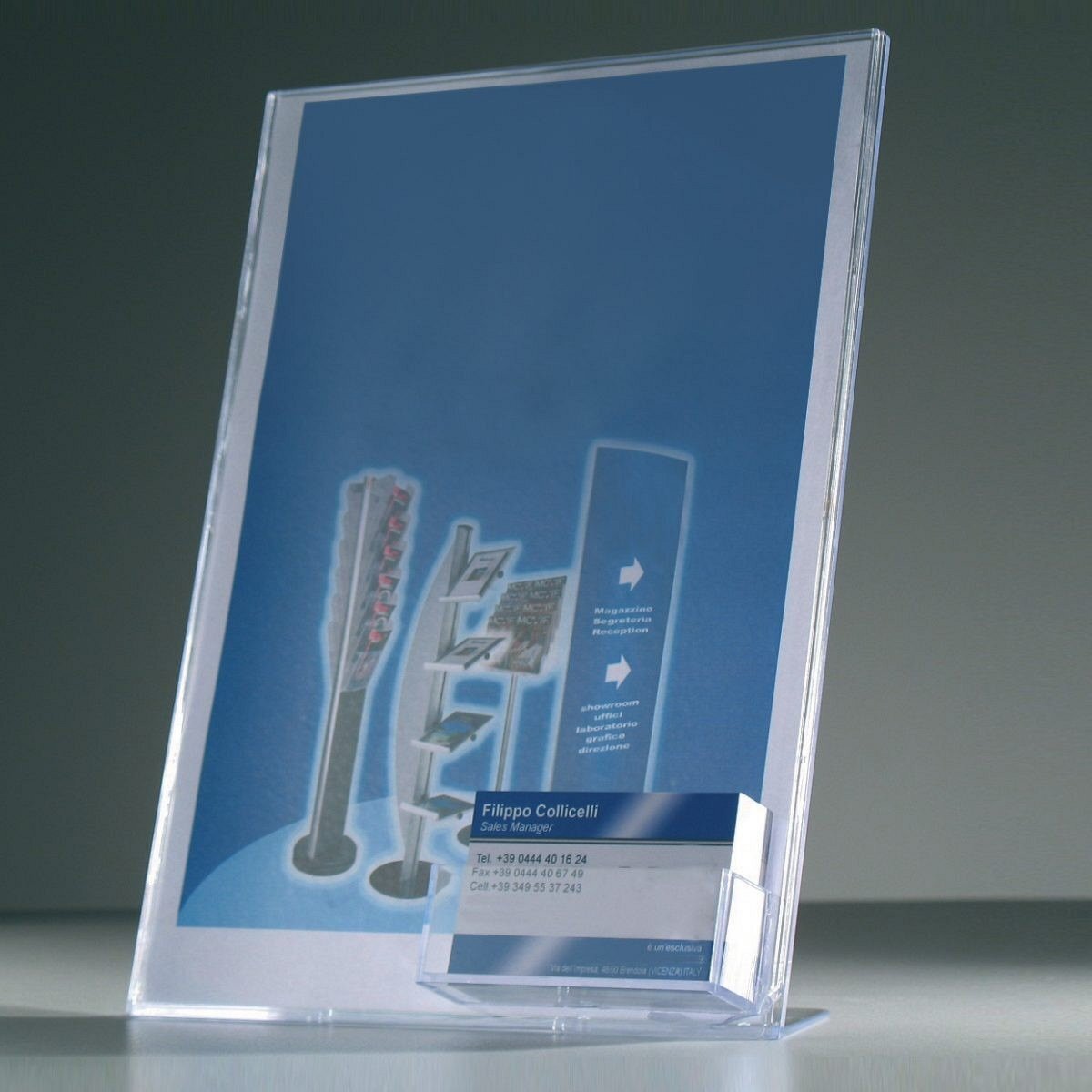 Porta avvisi in plexiglass monofacciale formato A4 verticale con tasca ...